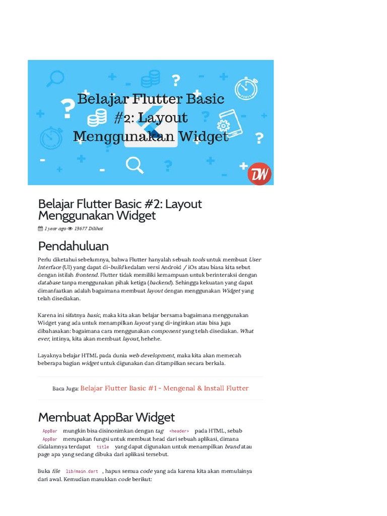 Flutter Layout: Widget Dasar | PDF