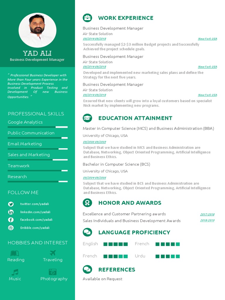 Professional Best Resume Template 2020 PDF | Download Free PDF ...
