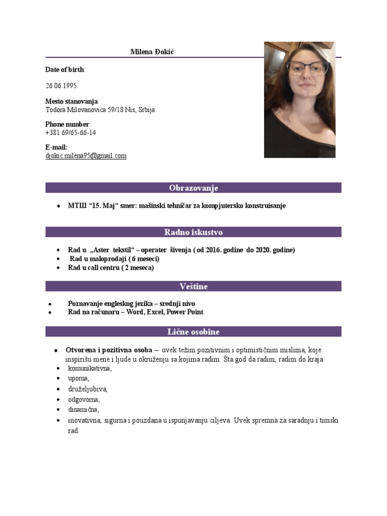 CV Milena Djokic | PDF