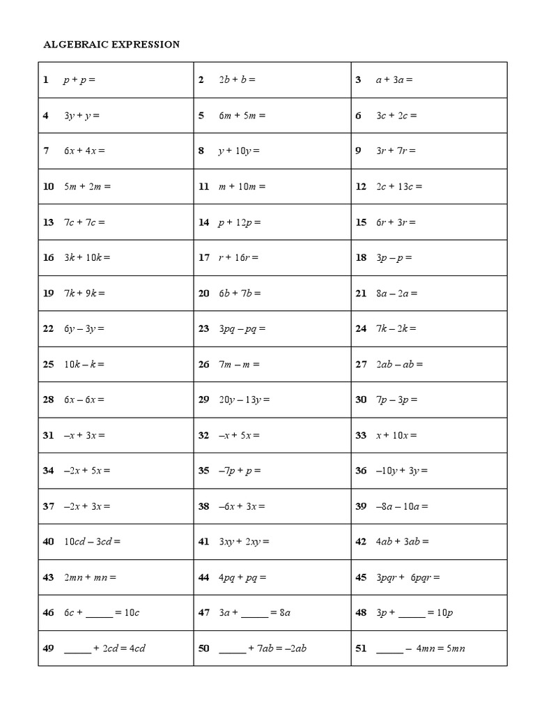 Algebraic Expression | PDF | Elementary Mathematics | Division ...
