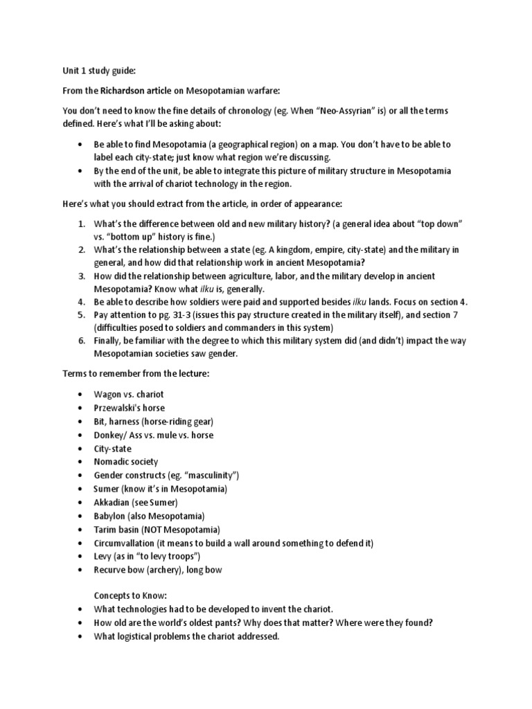 1 Study Guide Mesopotamia PIE | PDF | Chariot | Mesopotamia