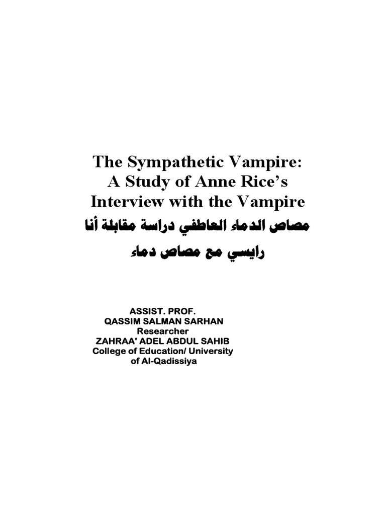 The Sympathetic Vampire: A Study of Anne Rice's Interview With The ...
