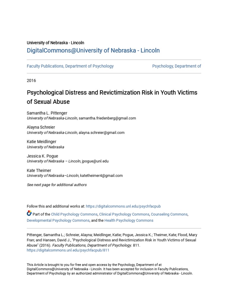 2016 - Psychological Distress and Revictimization Risk in Youth Victims ...