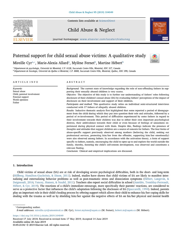 2019 - Paternal Support For Child Sexual Abuse Victims - A Qualitative ...