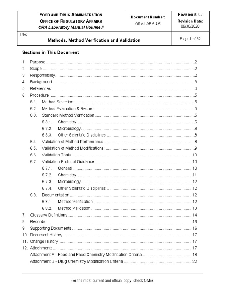 ORA Lab Manual Vol. II Section 5.4.5 Methods-Method Verification and Validation PDF | PDF ...