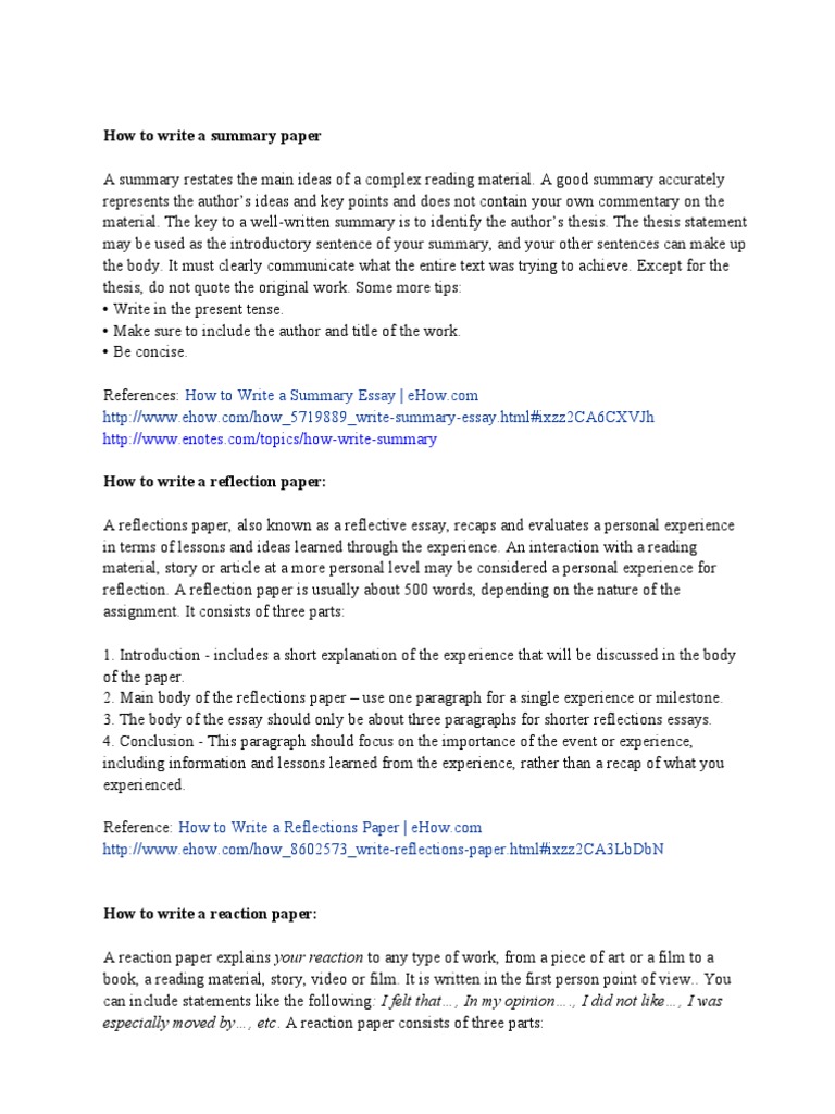 Writing Reaction and Reflection Paper | Download Free PDF | Essays ...