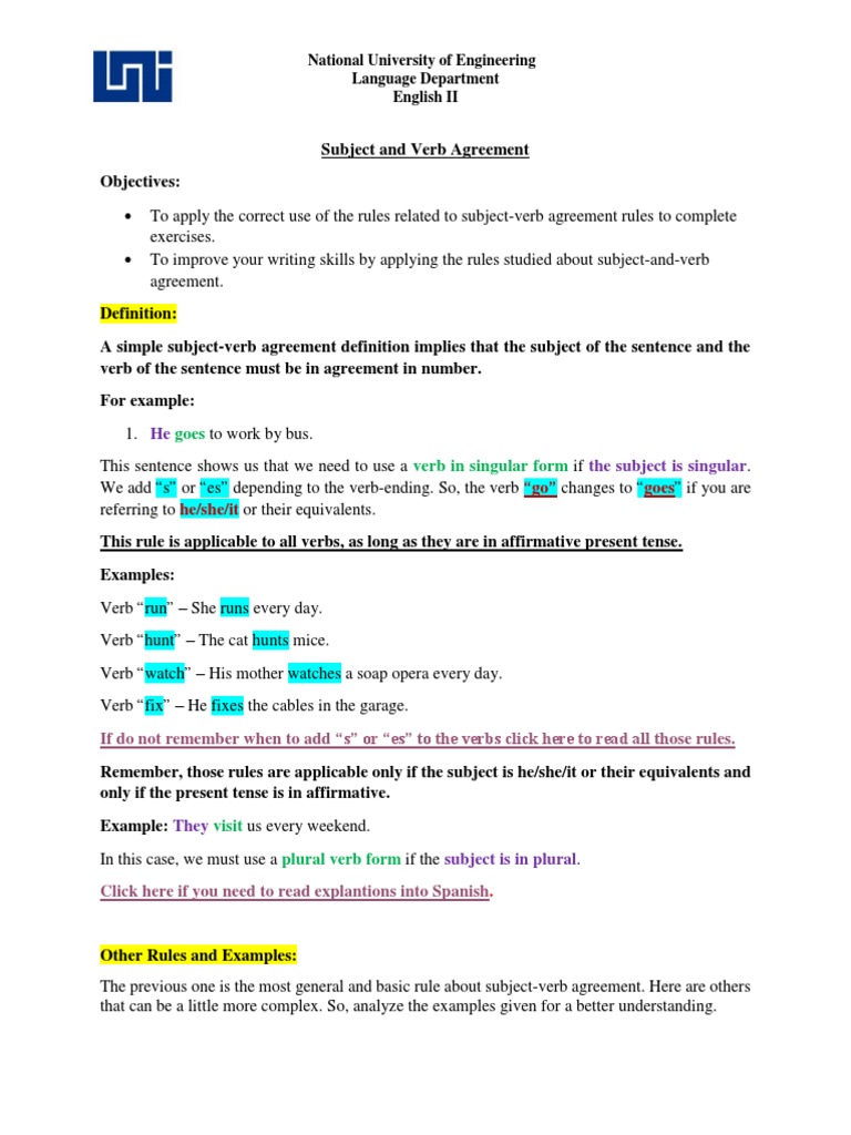 Topic 3-Subject and Verb Agreement | PDF | Grammatical Number | Verb