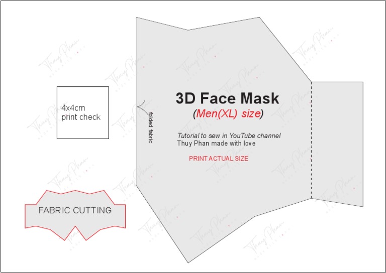 XL Size 3D Face Mask Pattern PDF | PDF