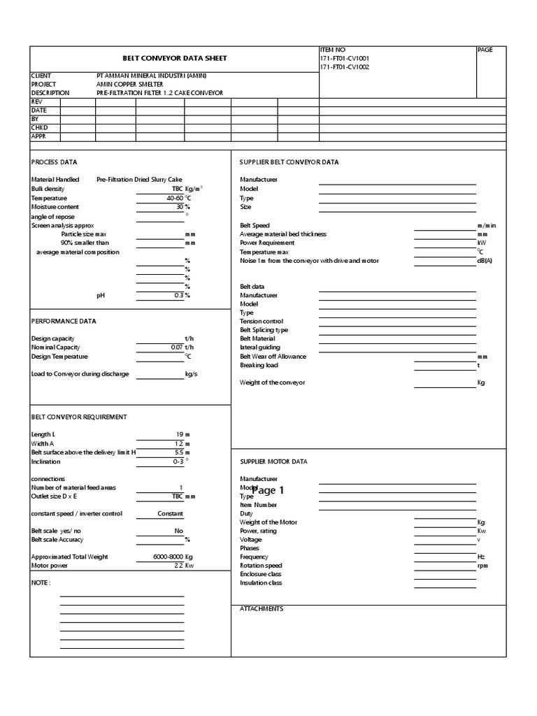 Belt Conveyor Data Sheet PDF | PDF | Belt (Mechanical) | Mechanical Engineering
