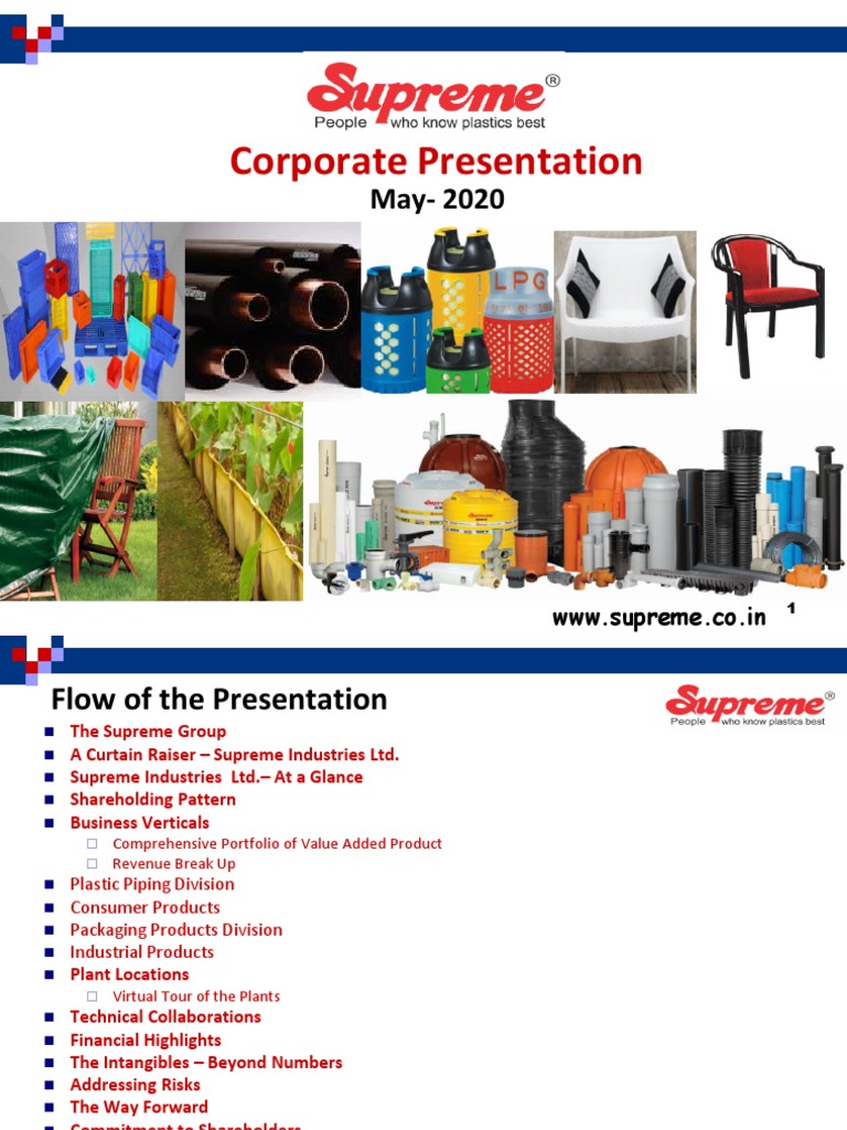 Supreme Industries Corporate Overview | PDF | Polystyrene | Plumbing