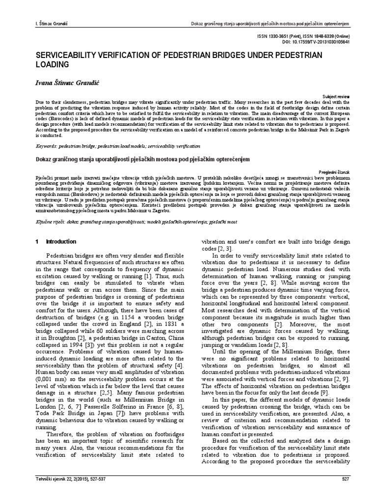 Serviceability Verification of Peedstrian Bridges Under Pedestrian ...