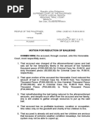 Sample MOTION FOR REDUCTION OF BAIL | PDF | Bail | Prosecutor
