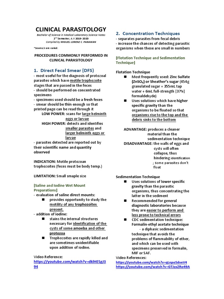 Clinical Parasitology: 1. Direct Fecal Smear (DFS) | PDF | Immunology ...