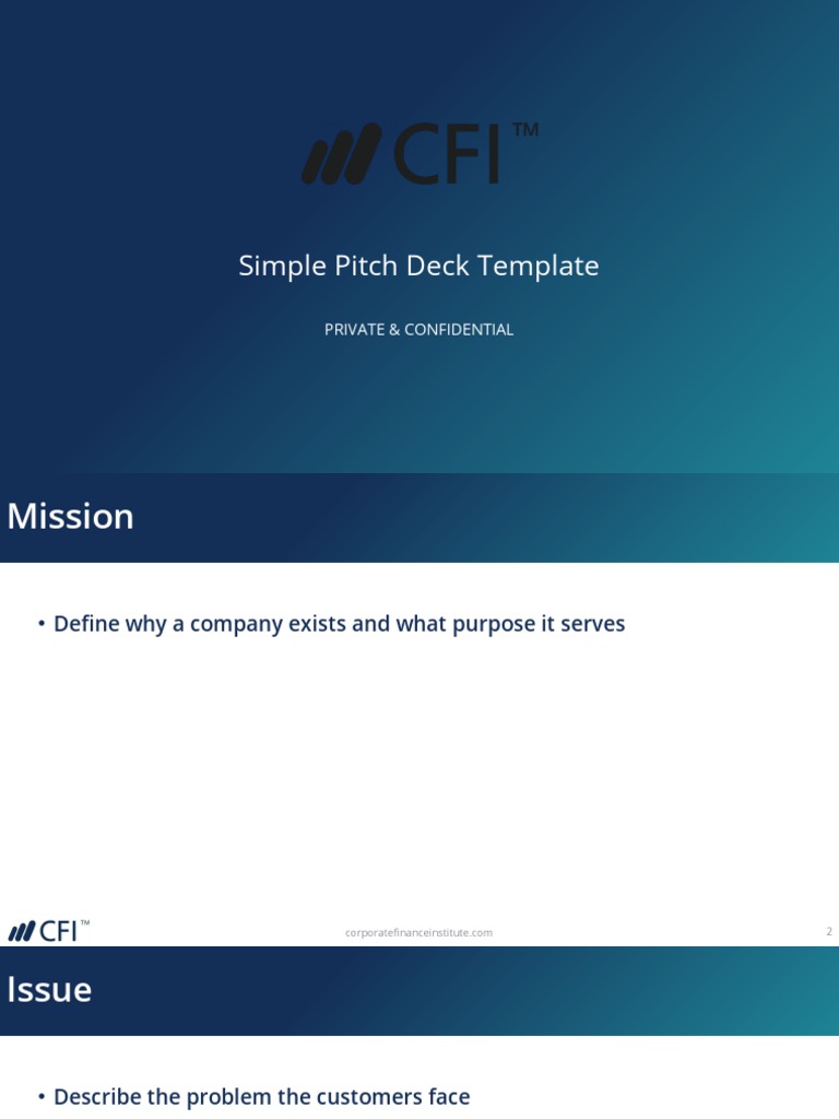 Simple Pitch Deck Template: Private & Confidential | PDF | Copyright ...