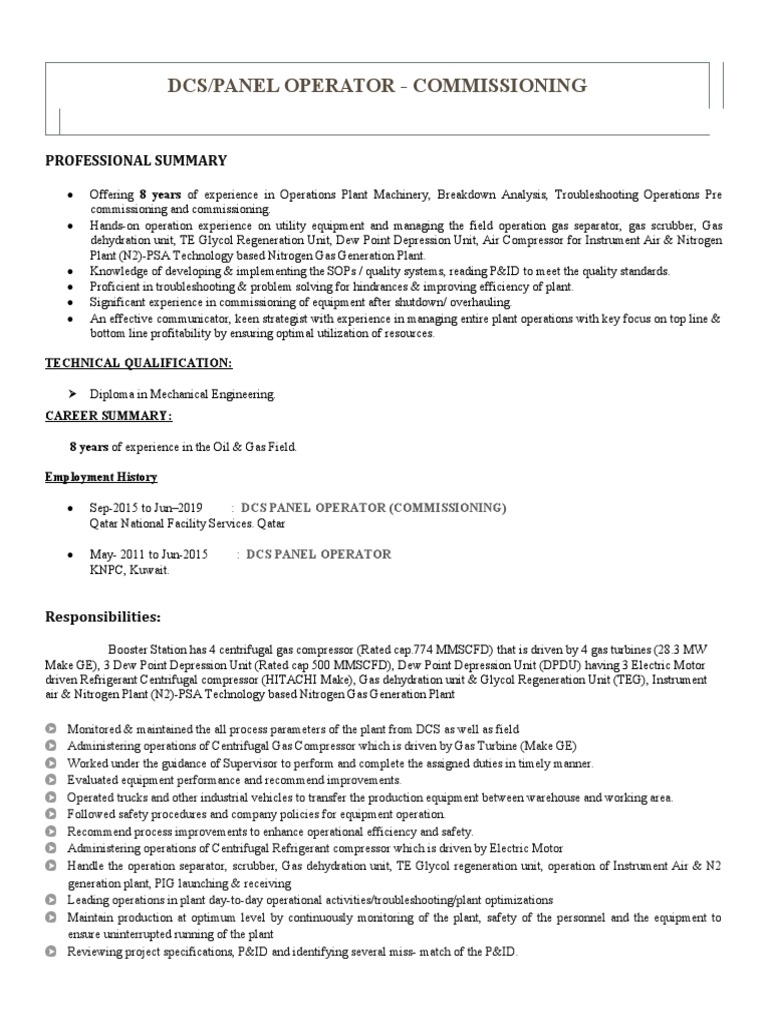 Dcs Panel Commissioning Op | PDF | Gases | Energy Technology
