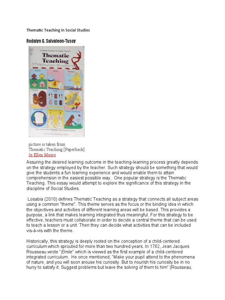 Thematic Teaching in Social Studies | PDF | Curriculum | Educational ...