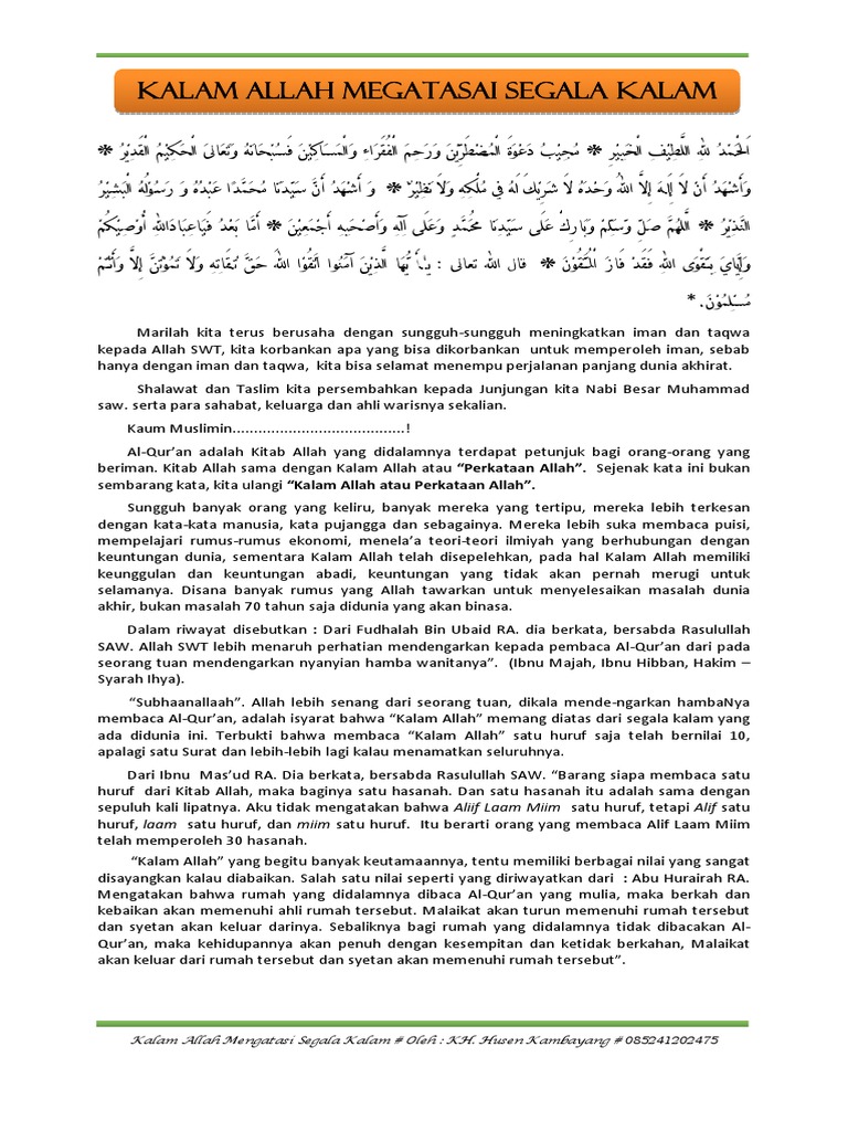 38.kalam Allah Mengatasi Segala Kalam | PDF