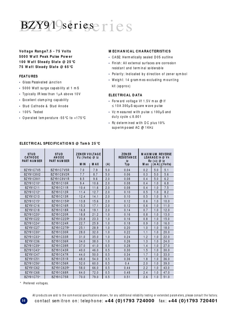 BZY91 Series | PDF | Anode | Cathode
