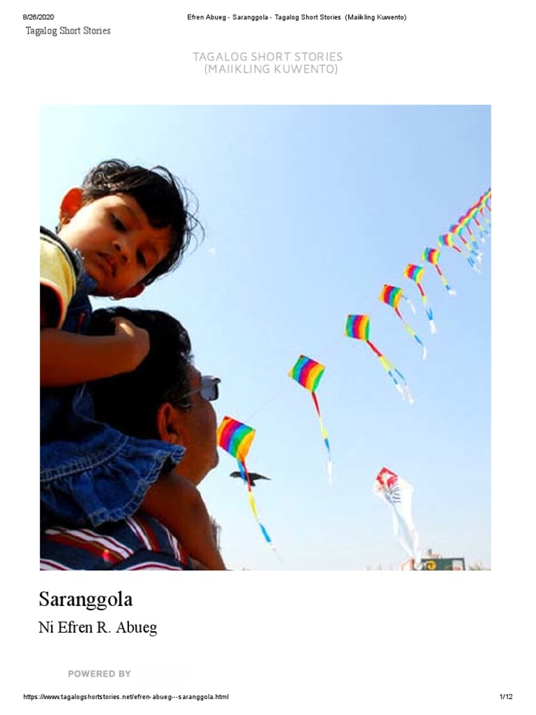 Efren Abueg - Saranggola - Tagalog Short Stories (Maiikling Kuwento) | PDF