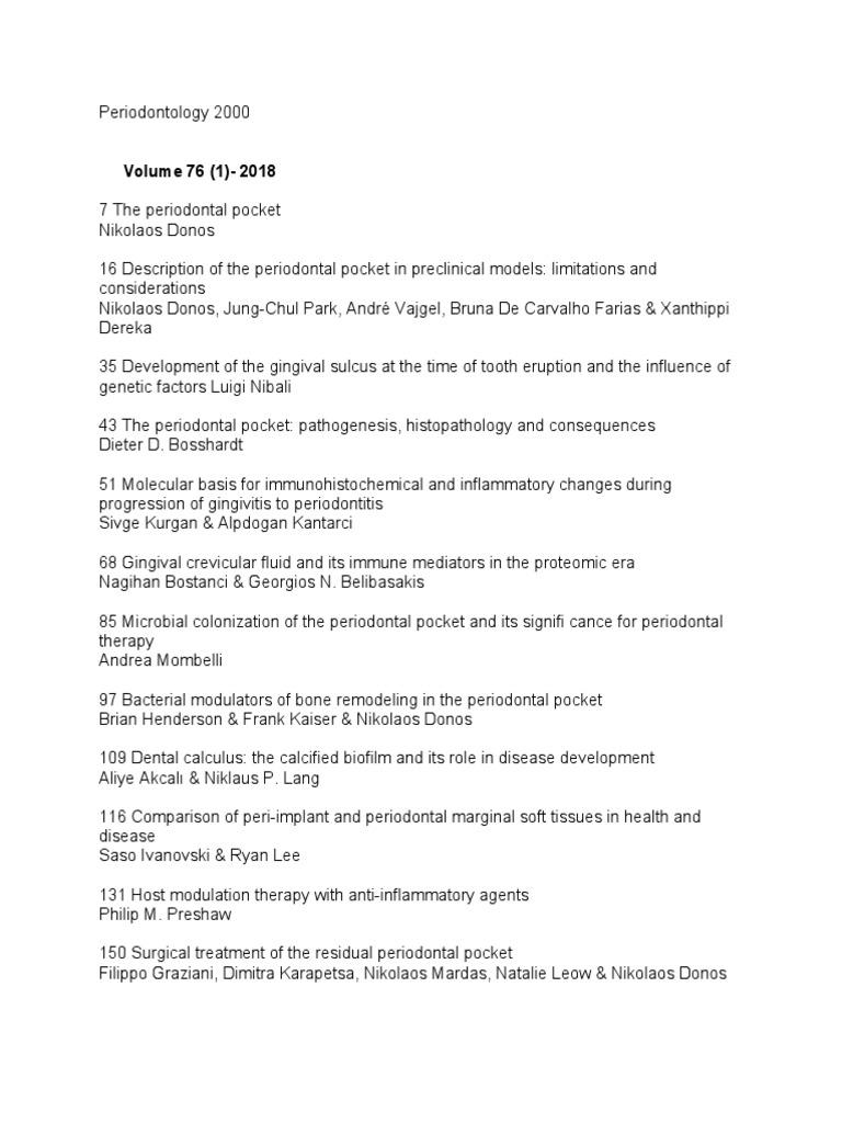 Periodontology 2000 Index-1 | PDF | Periodontology | Dental Implant
