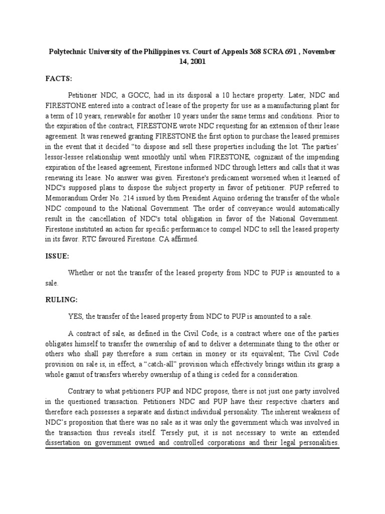 Polytechnic University of The Philippines vs. Court of Appeals 368 SCRA ...
