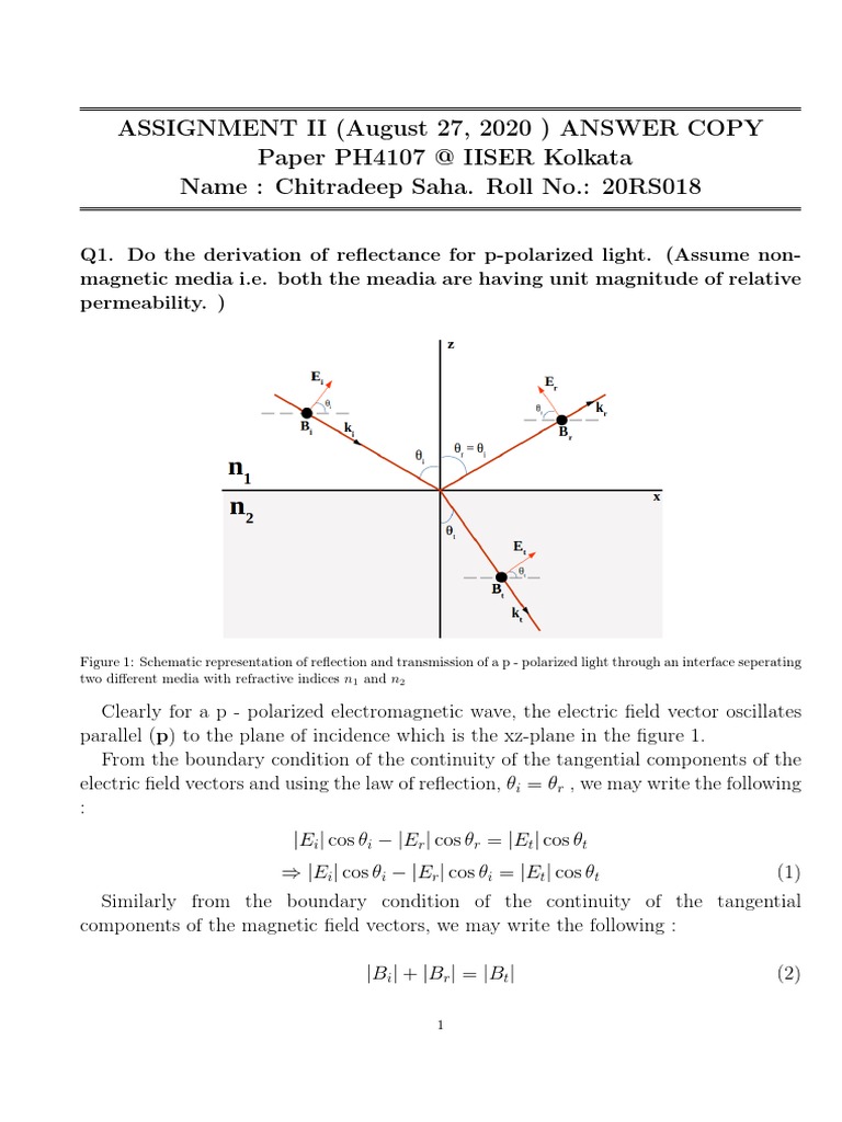 Fresnel Equation | PDF | Radiation | Optics
