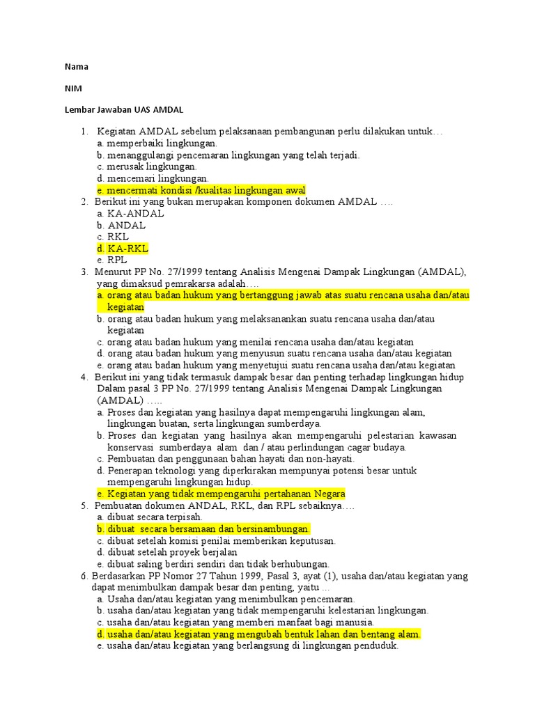Uas Amdal | PDF | Seni | Sains & Matematika