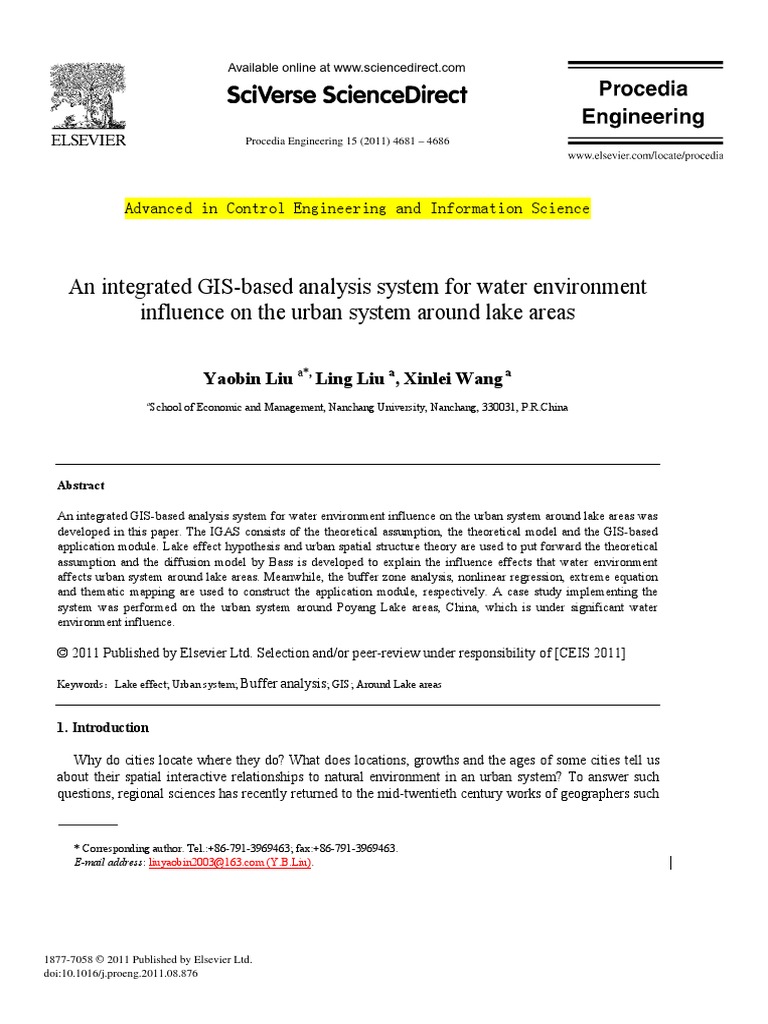An Integrated Gis Based Analysis System For Water Environment Influence ...