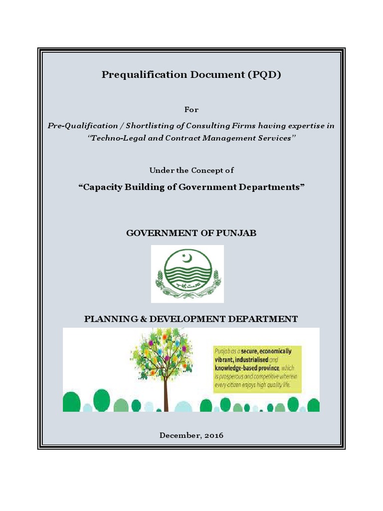 Prequalification Document (PQD) : "Capacity Building of Government ...