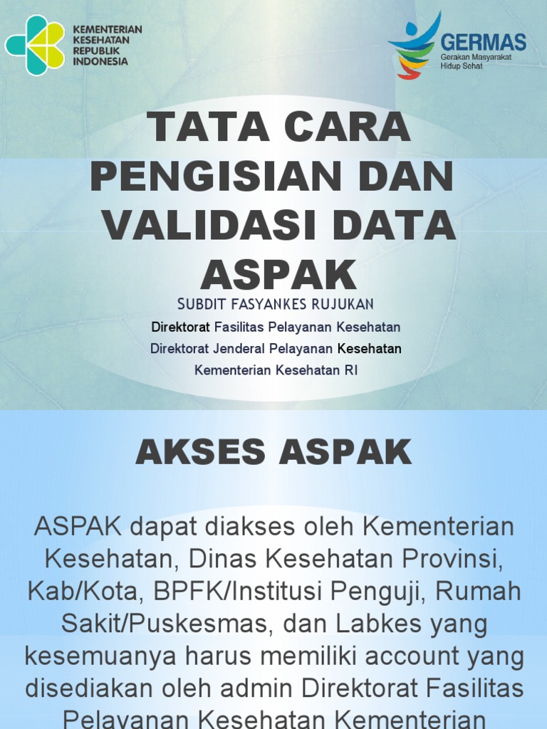 Tata Cara Pengisian Dan Validasi Data Aspak | PDF