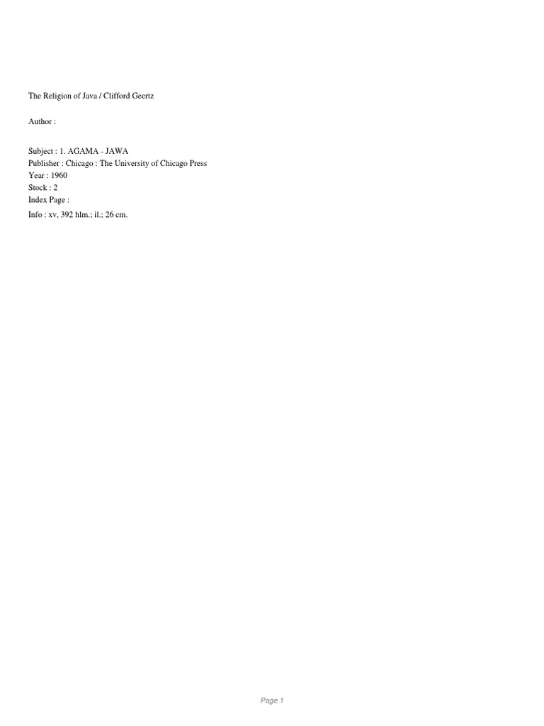 The Religion of Java by Geertz | PDF