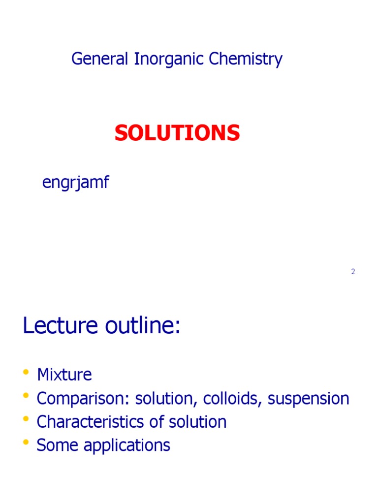 Solutions: General Inorganic Chemistry | PDF | Solution | Solvation