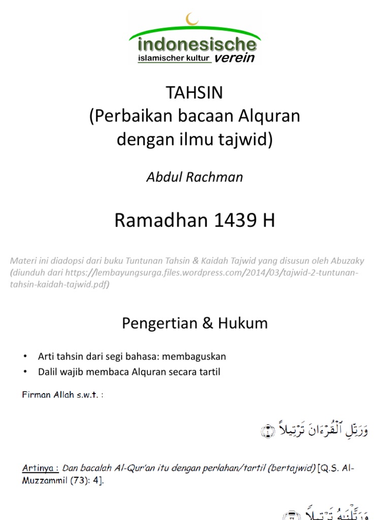 Panduan Materi Tahsin dan Tajwid | PDF