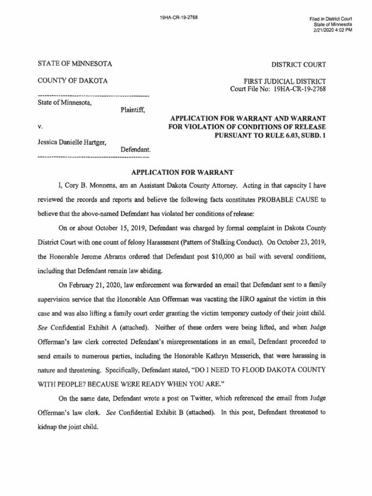 Jessica Hartger Warrant | PDF