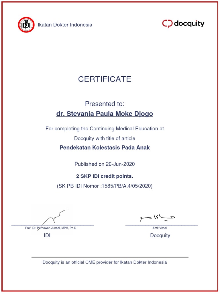 Certificate: Dr. Stevania Paula Moke Djogo | PDF | Business