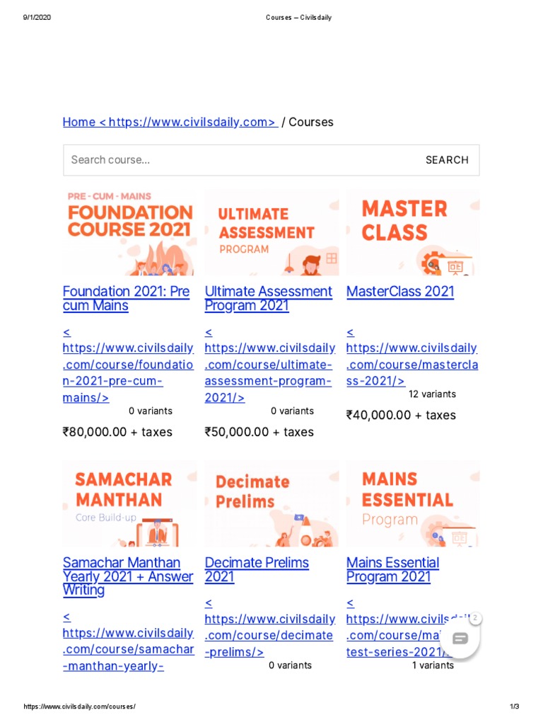 Courses - Civilsdaily | PDF