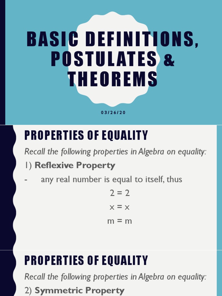 Basic Definitions, Postulates Theorems | PDF | Angle | Triangle