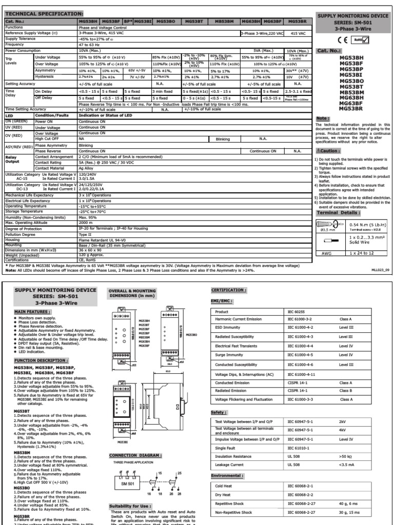 Technical Specification and Operating Parameters for the SM-501 Series ...