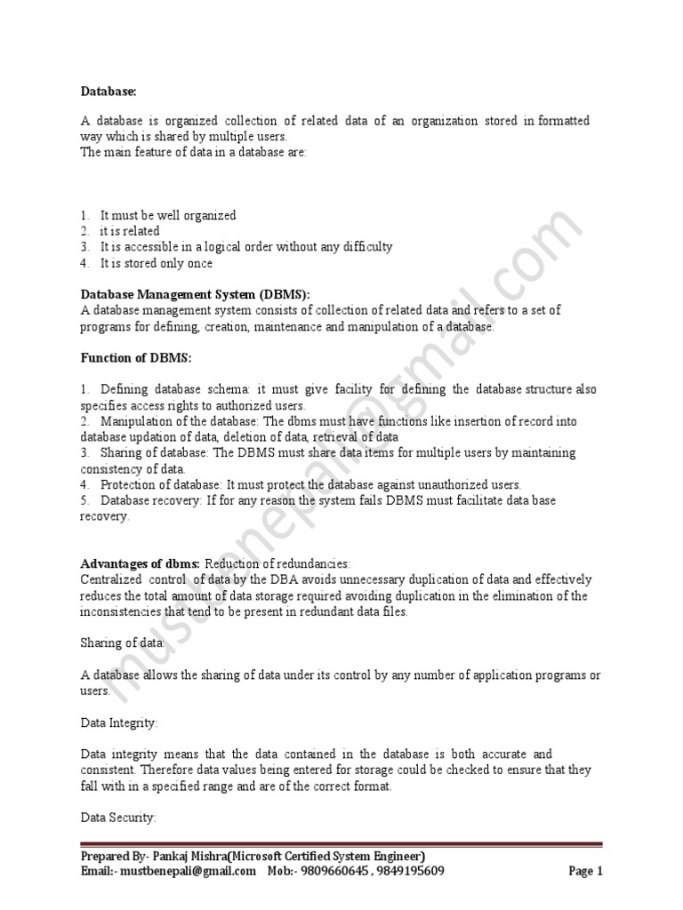 DBMS | PDF | Database Schema | Databases