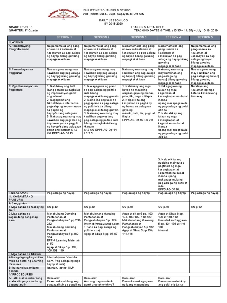 DLL - Epp 5 - Q1 - W8 | PDF
