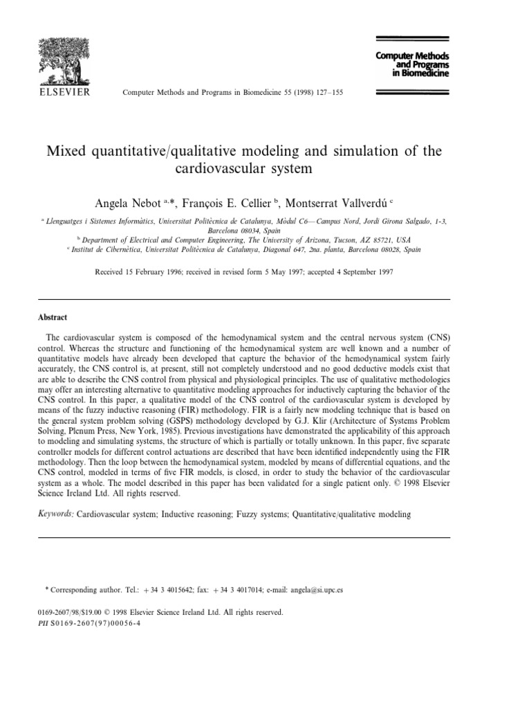 Mixed Quantitative/qualitative Modeling and Simulation of The Cardiovascular System | PDF ...