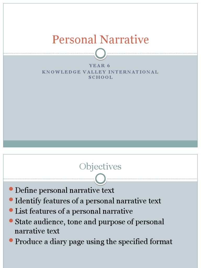 Personal Narrative: Year 6 Knowledge Valley International School | PDF ...