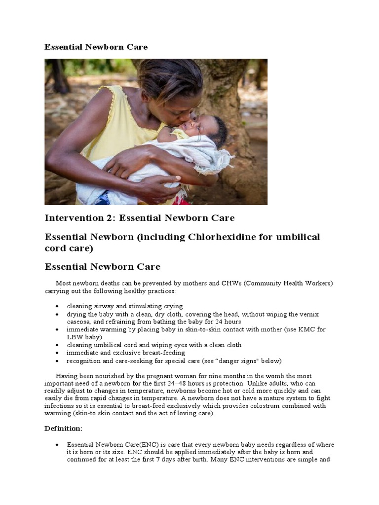 Intervention 2 Essential Newborn Care Essential Newborn Including