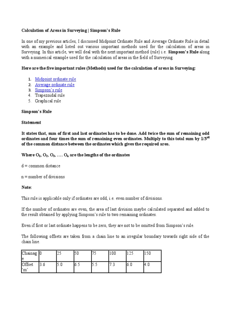 Calculation of Areas in Surveying | PDF | Applied Mathematics ...