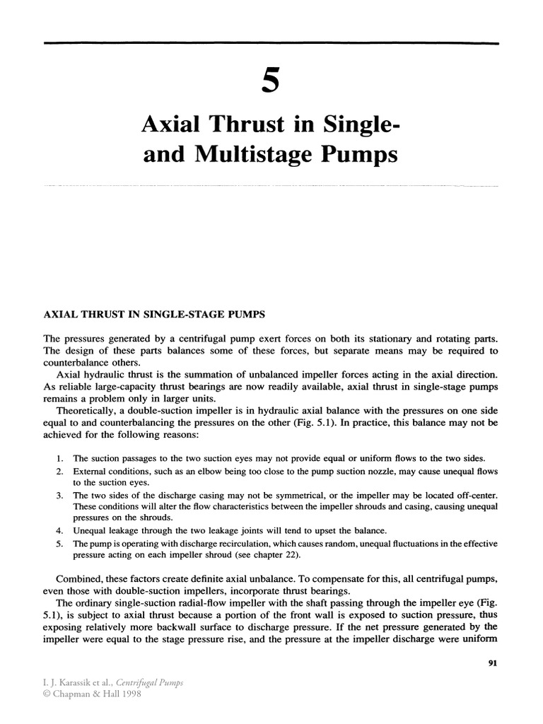 Axial Thrust in Single-Stage Pumps | PDF | Pump | Fluid Mechanics