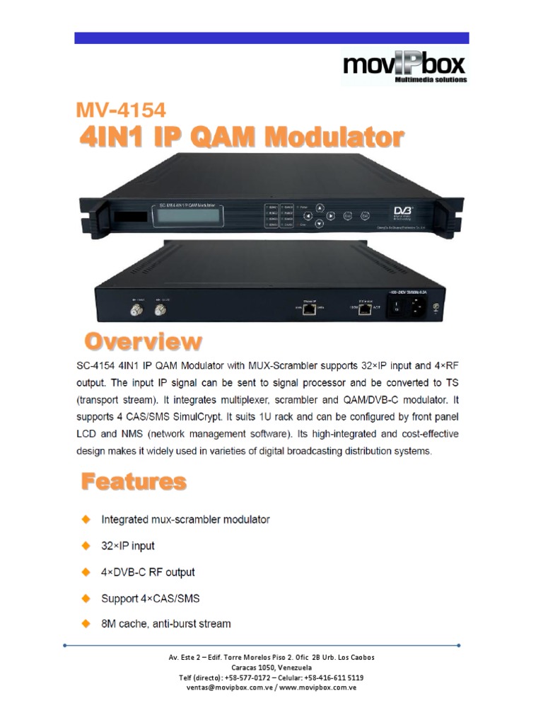 4IN1 IP QAM Modulator MV-5301-TechInfo | PDF