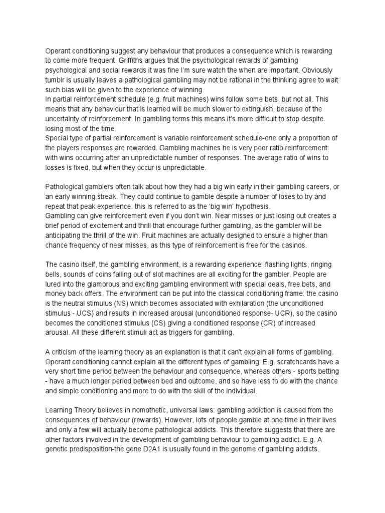 Discuss Learning Theory As An Explanation For Gambling Addiction (16 ...