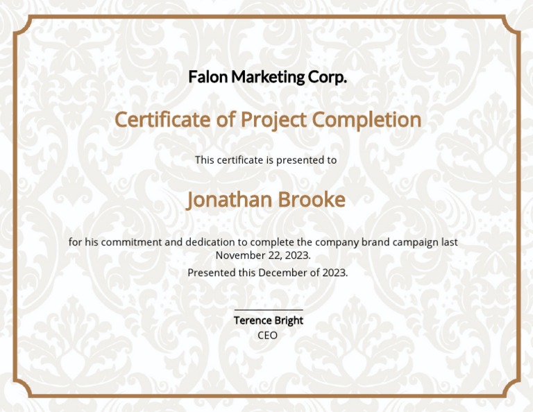 Free Project Completion Certificate Template PDF | PDF | Finance ...