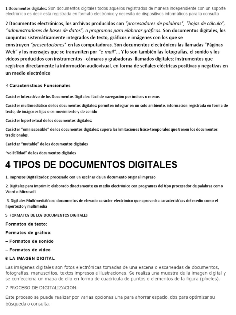 Características y Tipos de Documentos Digitales | PDF | Electrónica ...