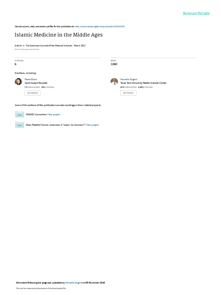 Islamic Medicine in The Middle Ages: The American Journal of The ...